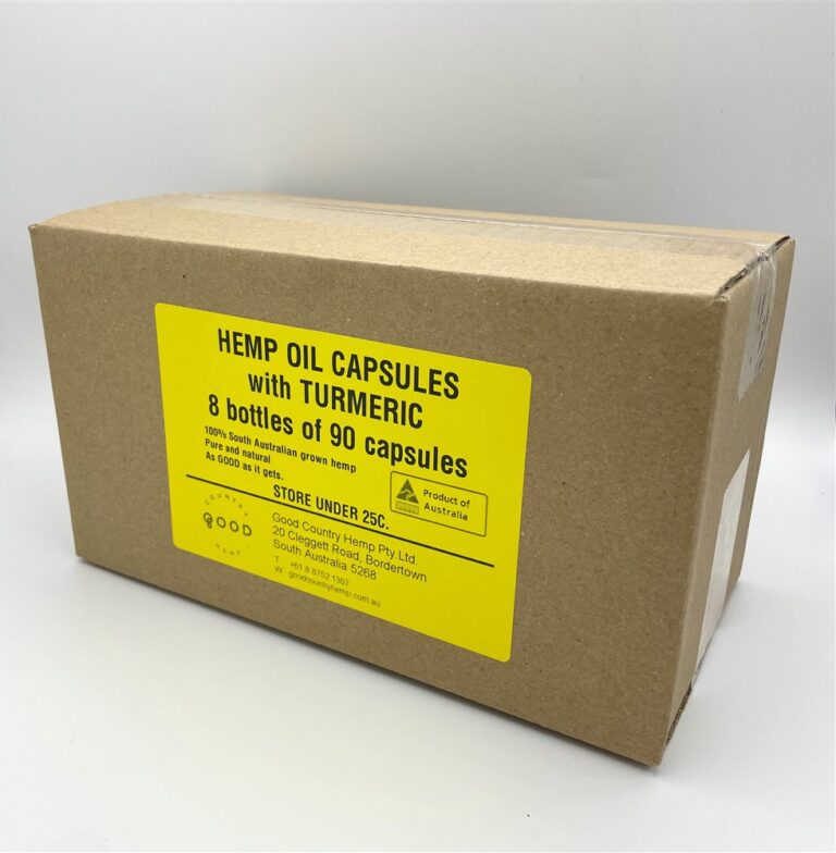 Hemp Oil Capsules with Turmeric - Carton of 8 Bottles - Good Country Hemp